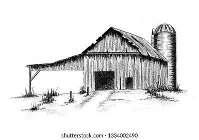 Old Rustic Barn Number Two Stock Illustration 1334002490 | Shutterstock