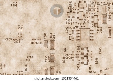 Old Schema Computer Retro Electronic Circuit Stock Illustration ...