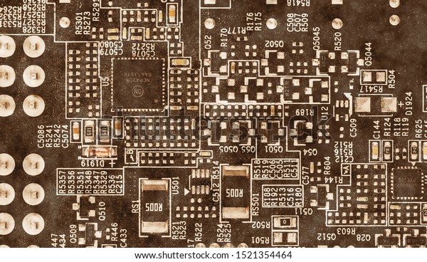 Old Schema Computer Retro Electronic Circuit Stock Illustration ...
