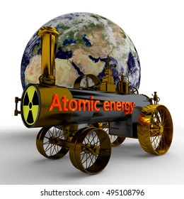 Old Tractor Steam Engine Atomic Energy Stock Illustration 495108796 ...
