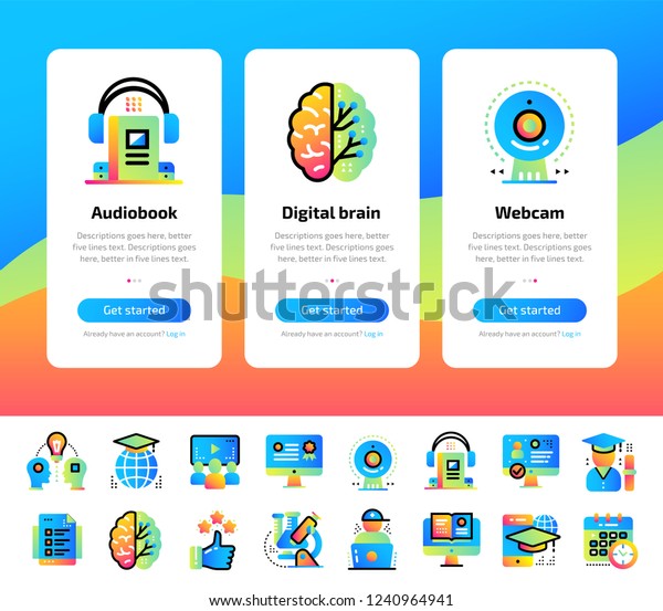 Onboarding App Screens Education Elearning Icons Stock Illustration ...
