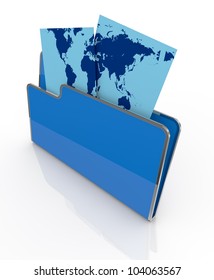 One Computer Folder Icon World Map Stock Illustration 104063567