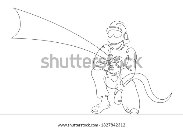 One Continuous Drawing Line Logo Firefighter Stock Illustration 1827842312