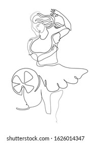 One Continuous Line Drawing Sweating Woman: ilustrações stock ...