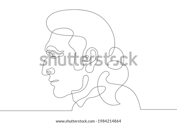 One Continuous Lineyoung Man Face Profile Stock Illustration 1984214864 ...