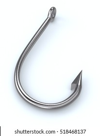 One Fish Hook On White Background Stock Illustration 518468137 ...