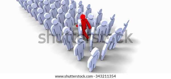 One Guy Against Crowd Against Flow Stock Illustration 343211354