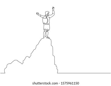 One Line Drawing Man On Top Stock Vector (Royalty Free) 710527468 ...