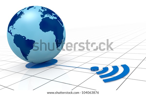 One World Globe Wireless Connection 3d: ภาพประกอบสต็อก 104063876 ...
