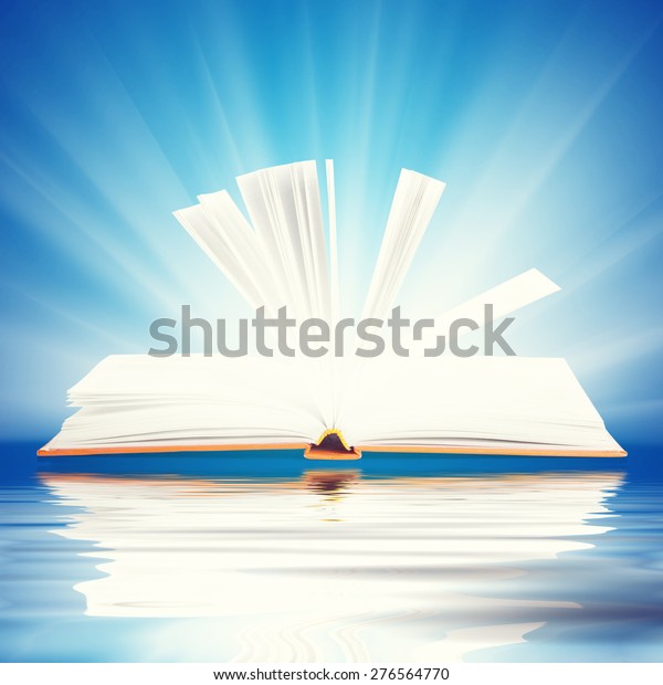 Open Book Light Insideout On Blue Stock Illustration 276564770