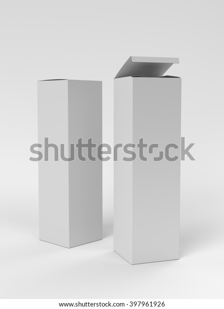 Open Closed Blank Long Boxes 스톡 일러스트 397961926