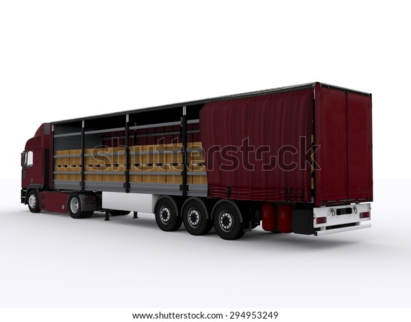 Open Curtainside Trailer Stock Illustration 294953249