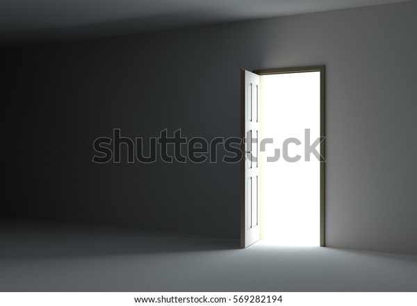 Open Door Bright Light Streaming Into Stock Illustration 569282194