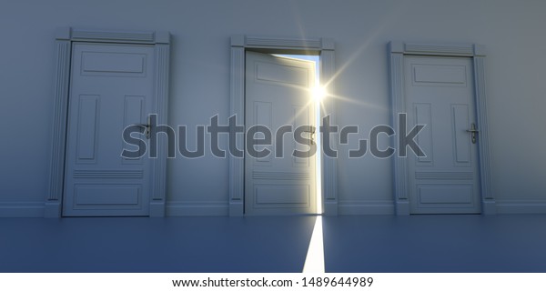 Open Door Sunlight Concept Future 3d: Stockillustration 1489644989 ...