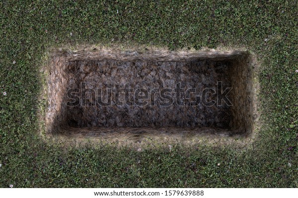 Open Empty Grave Dug Out Field Stock Illustration 1579639888