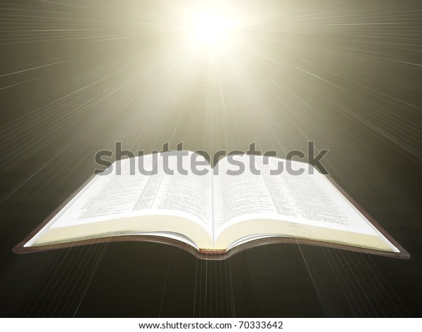 Open Holy Bible Rays Light Stock Illustration 70333642