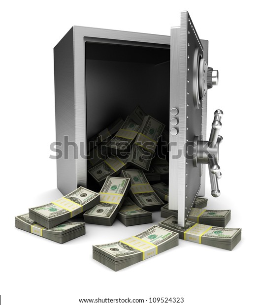 Open Safe Dollars Isolated On White Stock Illustration 109524323