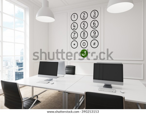 Open Space Office Computer Tables Phone Stock Illustration 390253153 ...