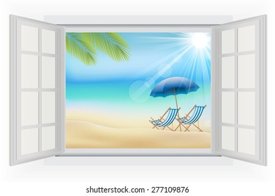 Open Window Daytime Summer Background On Stock Illustration 277109876 ...