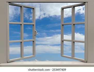 Ilustrasi Stok Modern Residential Window Open Beach Palm 106659416 ...