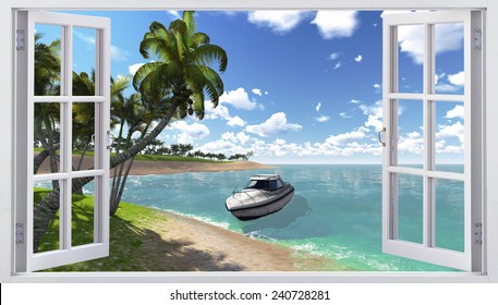 Open Window Sea View Stock Illustration 240728281 | Shutterstock
