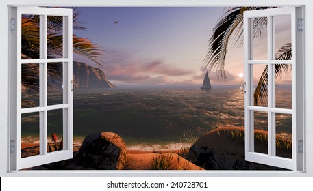 617 Beach scenery open window Images, Stock Photos & Vectors | Shutterstock