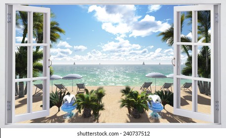 617 Beach scenery open window Images, Stock Photos & Vectors | Shutterstock