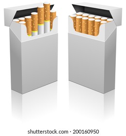 Opened Blank Realistic Cigarettes Pack Template Stock Illustration ...