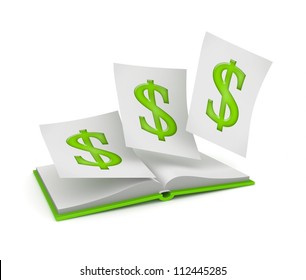Opened Book Dollar Signsisolated On White Stock Illustration 112445285 ...