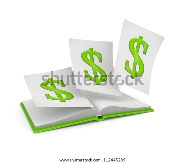 Opened Book Dollar Signsisolated On White Stock Illustration 112445285 ...