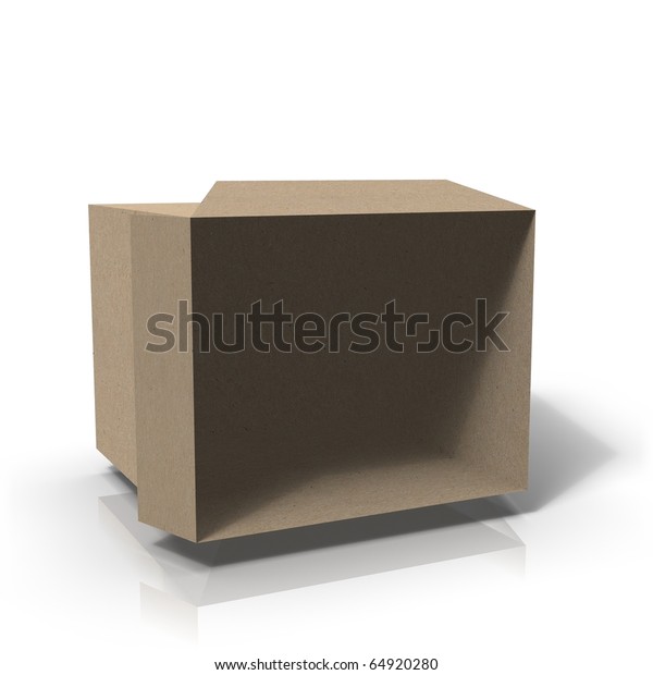 Opened Cardboard Box On Side Stock Illustration 64920280