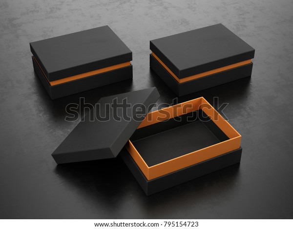 Opened Closed Black Boxes On Black Stock Illustration 795154723 ...