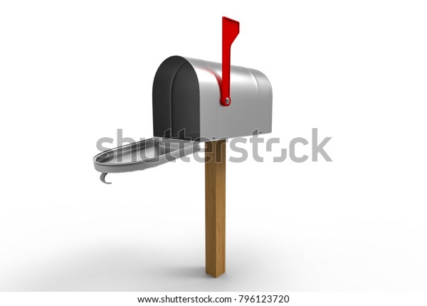 Opened Mailbox Isolated On White Background Stock Illustration ...