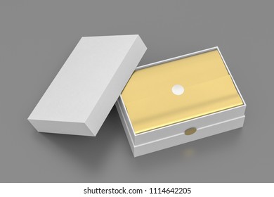 Opened White Long Box Gold Wrapping Stock Illustration 1114642205