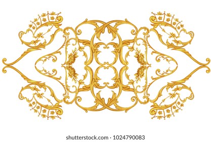 Openwork Arabesque Golden Scrolls Baroque Style: ilustrações stock ...