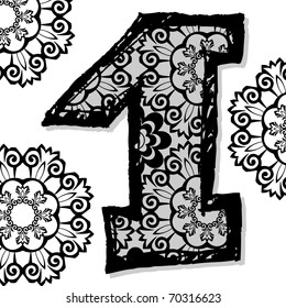 Openwork Numerals Doodle Number One Stock Illustration 70316623 ...