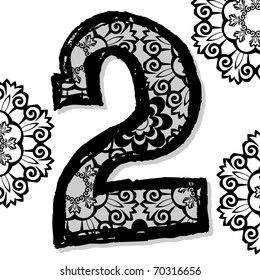 Openwork Numerals Doodle Number Two Stock Illustration 70316656 ...