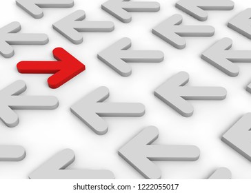 Opposite Direction 3d Stock Illustration 1116308270