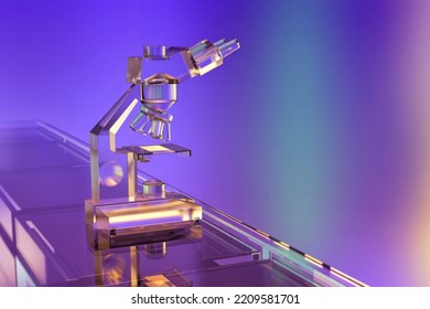 Optical Binocular Microscope On Laboratory Desk Stock Illustration ...