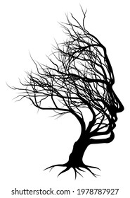 Optical Illusion Bare Tree Face Man Stock Illustration 1978787927 ...