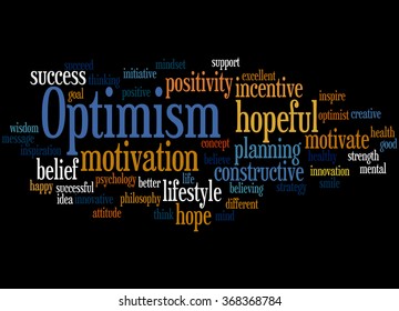 Optimism Word Cloud Concept On Black Stock Illustration 368368784 ...