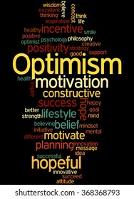 Optimism Word Cloud Concept On Black Stock Illustration 368368793 ...
