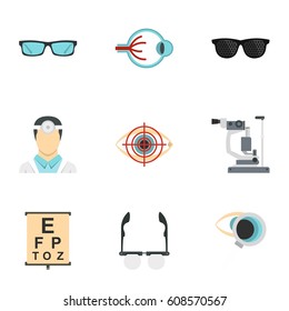 Optometry Icons Set Flat Illustration 9 Stock Vector (Royalty Free) 598065509