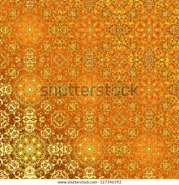 Orange Metallic Oriental Pattern Indian Traditional Stock Illustration ...