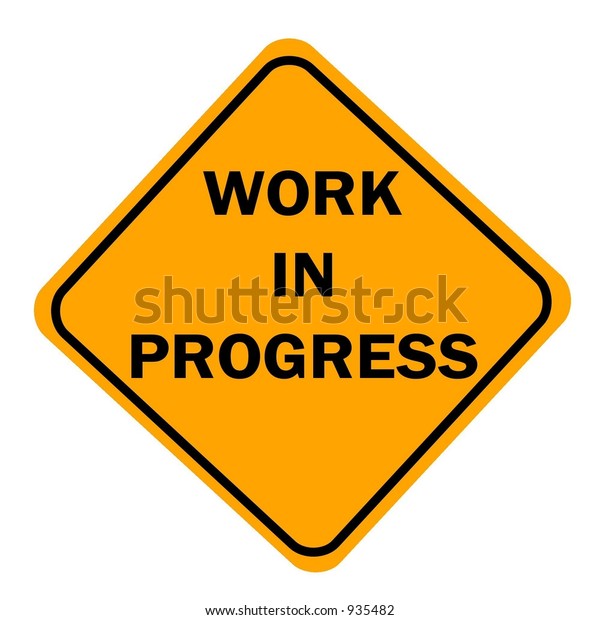 Orange Work Progress Sign Isolated Against Stock Illustration 935482