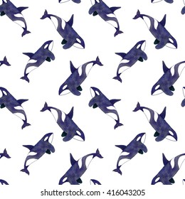 Orca Killer Whale Seamless Pattern Handdrawn Stock Illustration ...