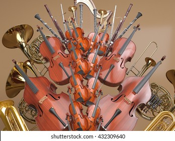 Orchestra Musical Instruments 3d Rendering Stock Illustration 432309640 ...