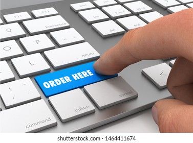 Order Here Push Button Concept 3d Stock Illustration 1464411674