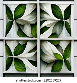 Organic Patterns Facade White Windows Green Stock Illustration ...