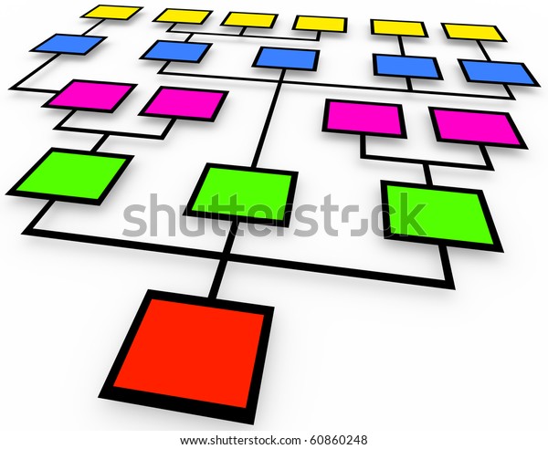Organizational Chart Colored Boxes On White Stock Illustration 60860248 ...